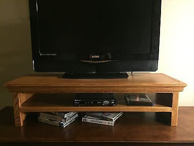 TV Riser Stand in Traditional Style Double Tier Shelf in Medium Finish ...