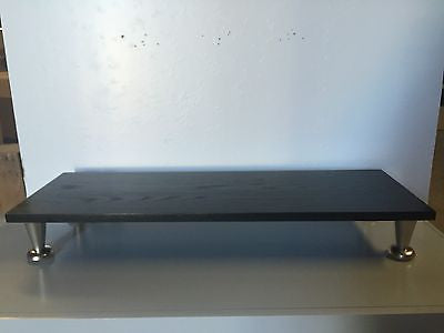 TV Riser Stand Solid Oak Wood with Black Finish Pillar Legs Handcrafted ...